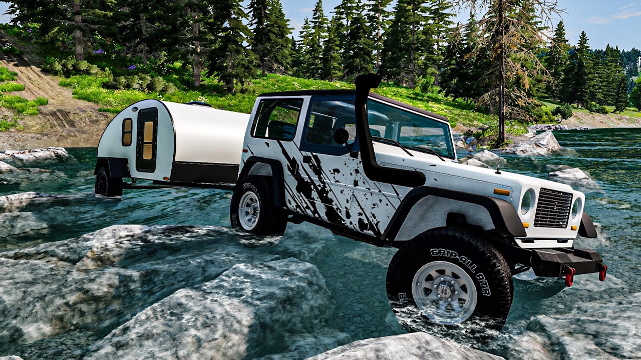 Jeep & Camper Trailer Overlanding - BeamNG.drive - YouTube