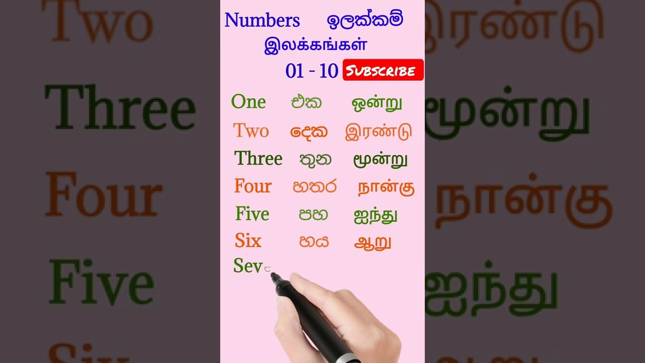 Write Numbers 01 - 10 (English, Sinhala and Tami) # Shorts - YouTube