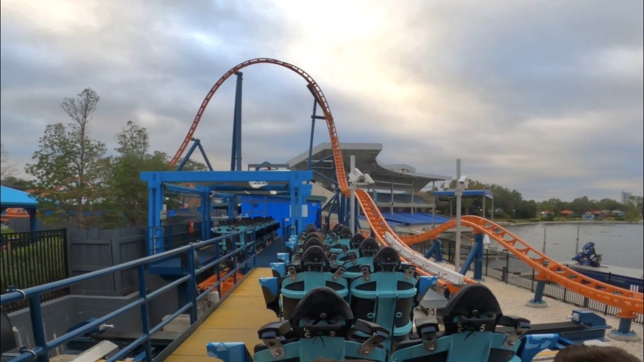 4K, Ice Breaker Back Row + Reverse POV - SeaWorld Orlando 2022 Roller ...
