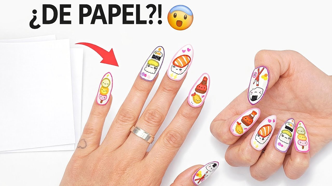 How to make paper nails / Sushi style / Easy paper crafts / Easy paper ...