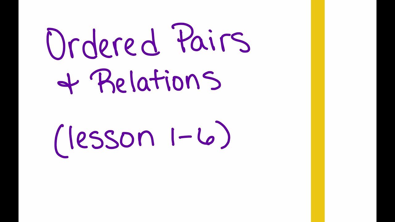 1-6 Ordered Pairs and Relations (Pre-Algebra) - YouTube