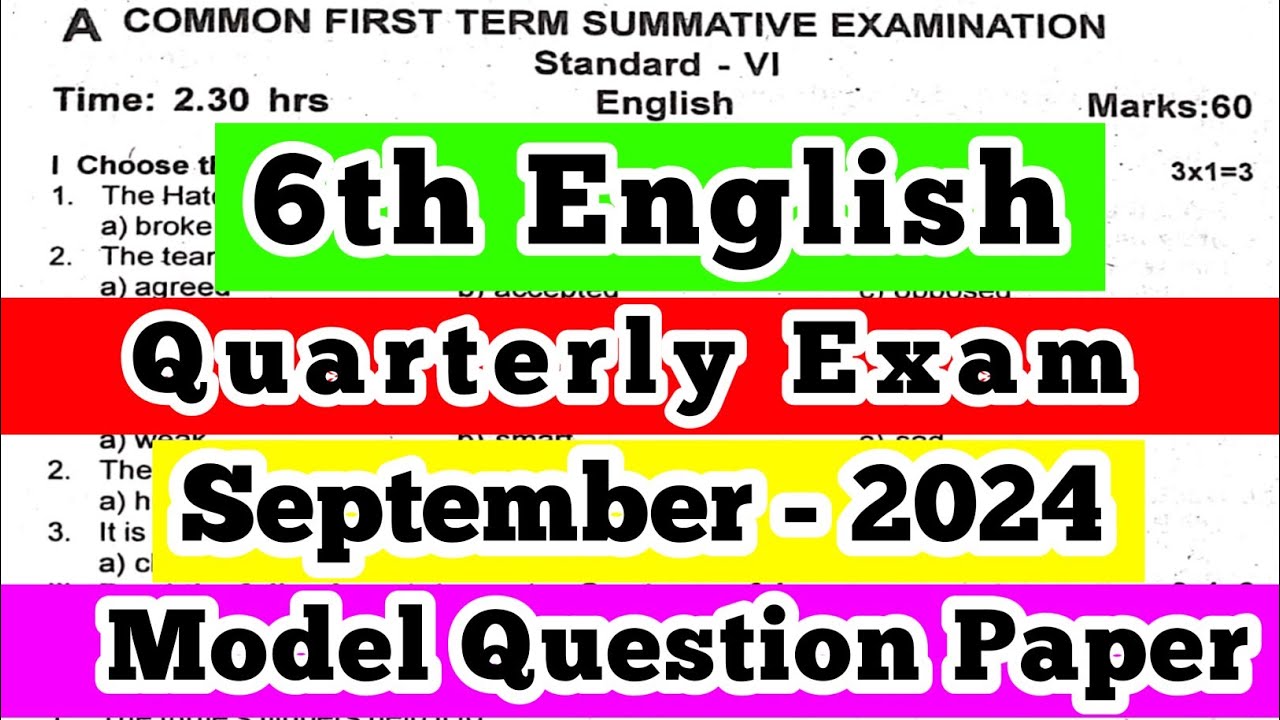 6th English Quarterly Exam Question Paper 6th English model question ...