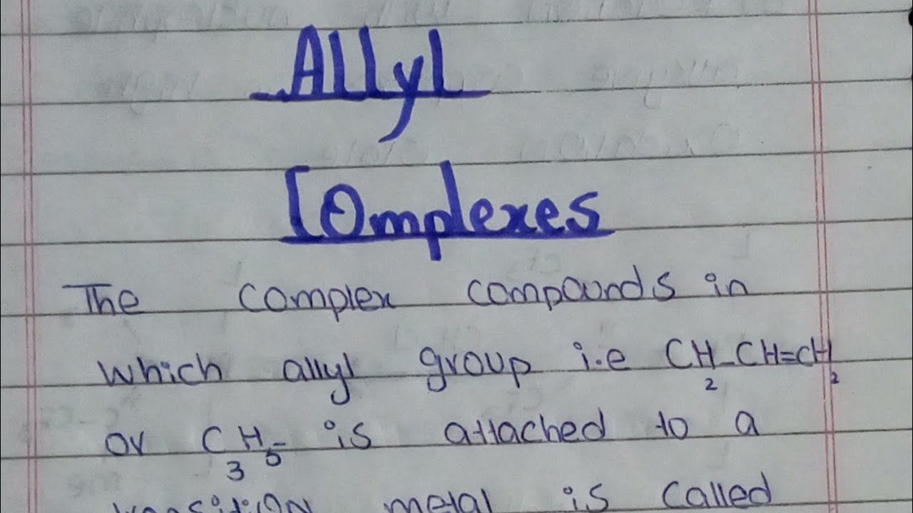 Allyl complexes|| structure bonding chemical reactions properties - YouTube