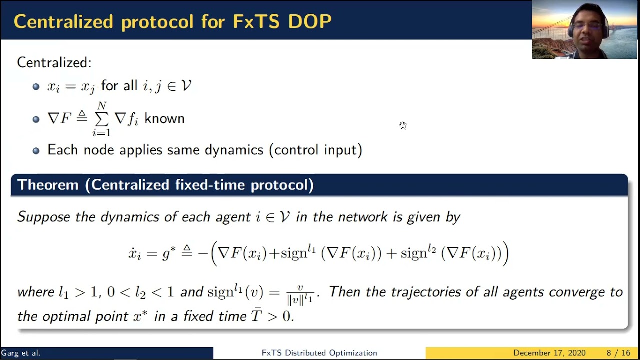 Fixed Time Convergent Algorithm For Distributed Optimization Youtube