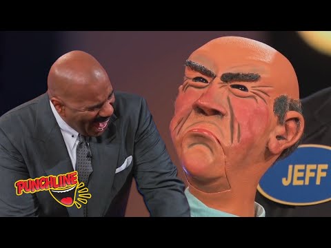 FAMOUS Ventriloquist Jeff Dunham & His Puppet Walter Take On Celebrity Family Feud With STEVE HARVEY