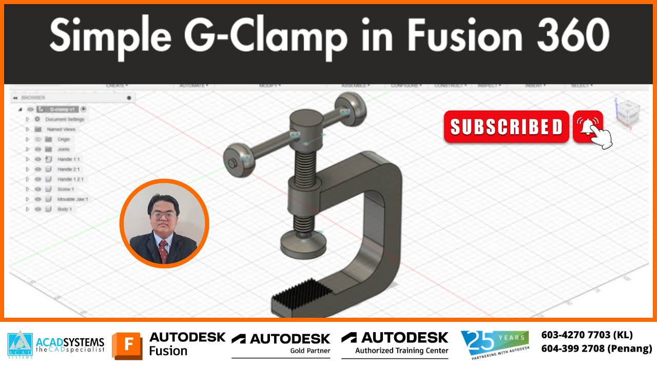 Simple G-Clamp in Autodesk Fusion 360 - YouTube
