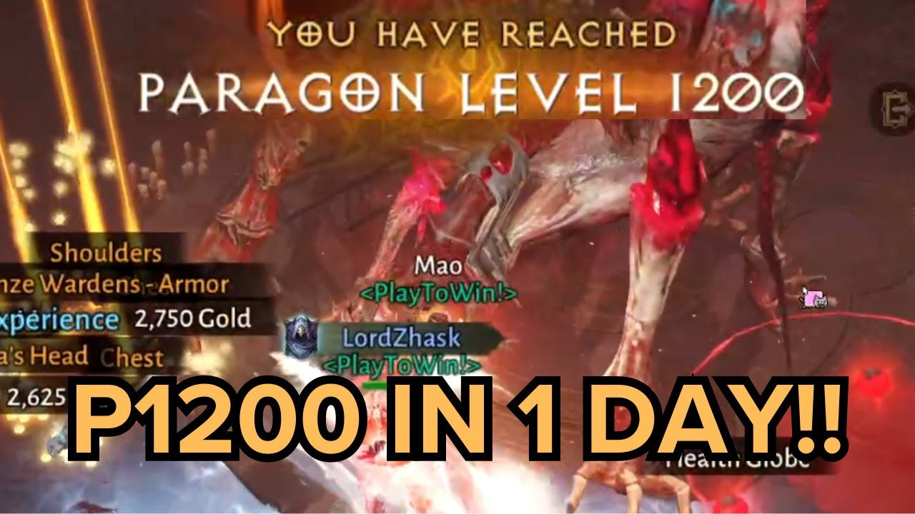 PARAGON 1200 in 1 DAY! (World 1st) [Diablo Immortal] - YouTube