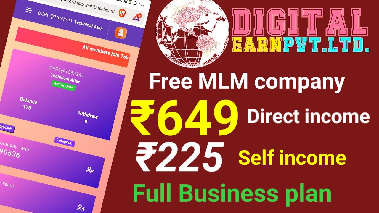 digitalearnpvtltd || New Free MLM Company || Dairect income 649 Rupees ...