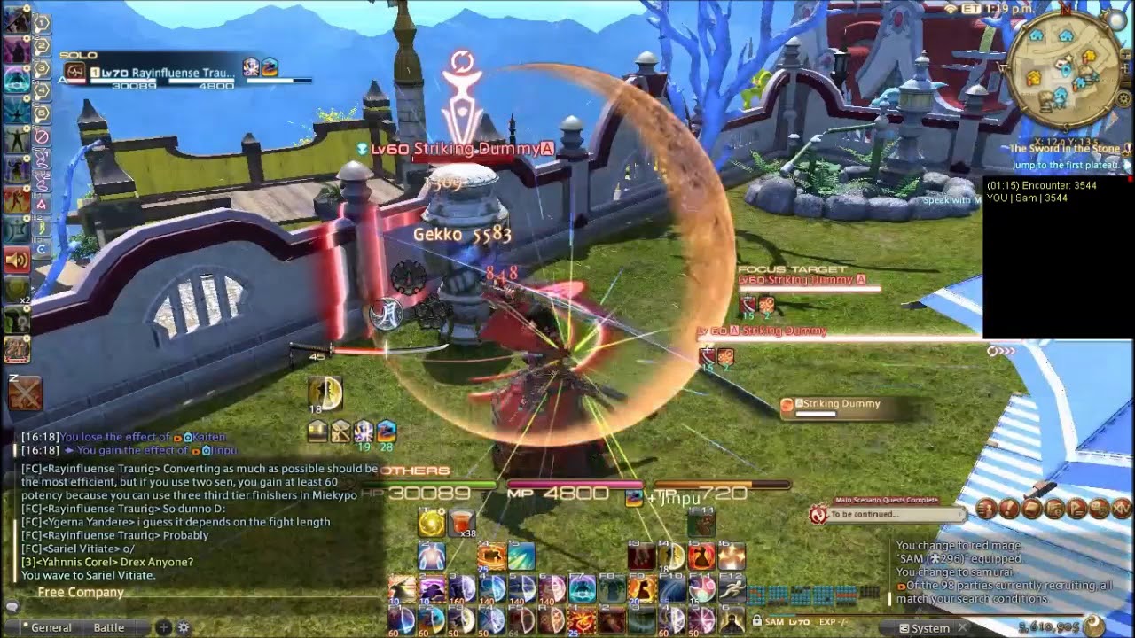 FFXIV - 2 sen vs 3 sen opener, Samurai - YouTube