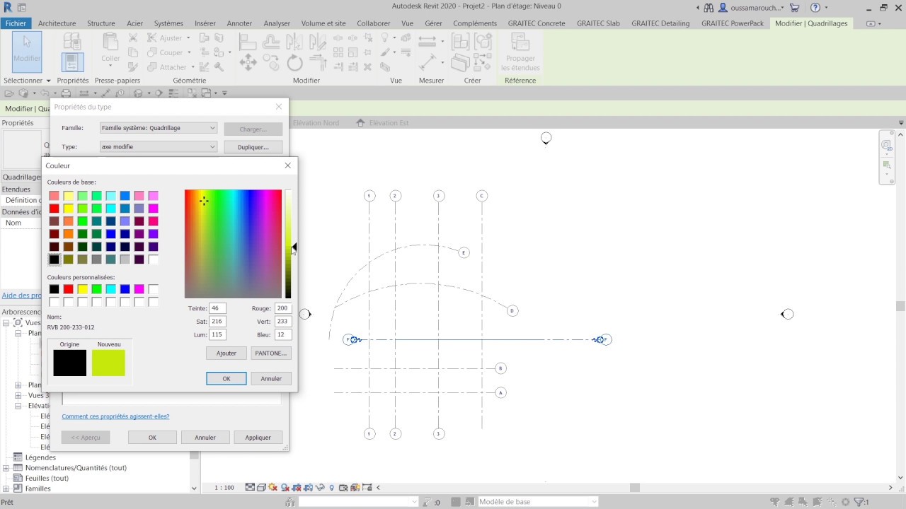 Revit : creer des quadrillage ou axe , parametrage . - YouTube