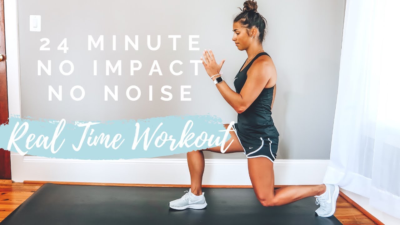 REAL TIME NO IMPACT FULL BODY WORKOUT (no noise, no equipment, follow ...