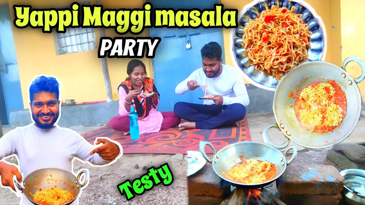 Yappi Maggie Masala Party.😋 #villagecooking #yappy - YouTube