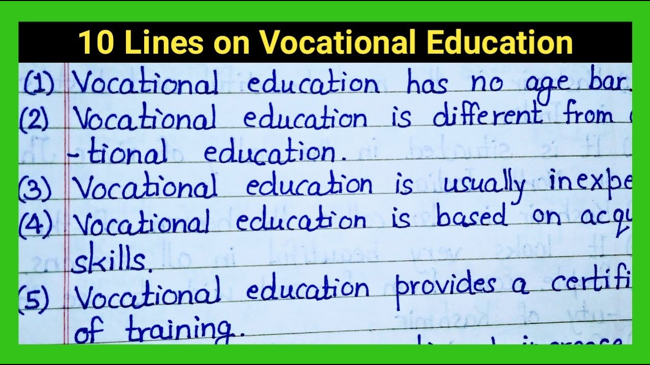 10 Lines on Vocational Education in English || Short Essay on ...