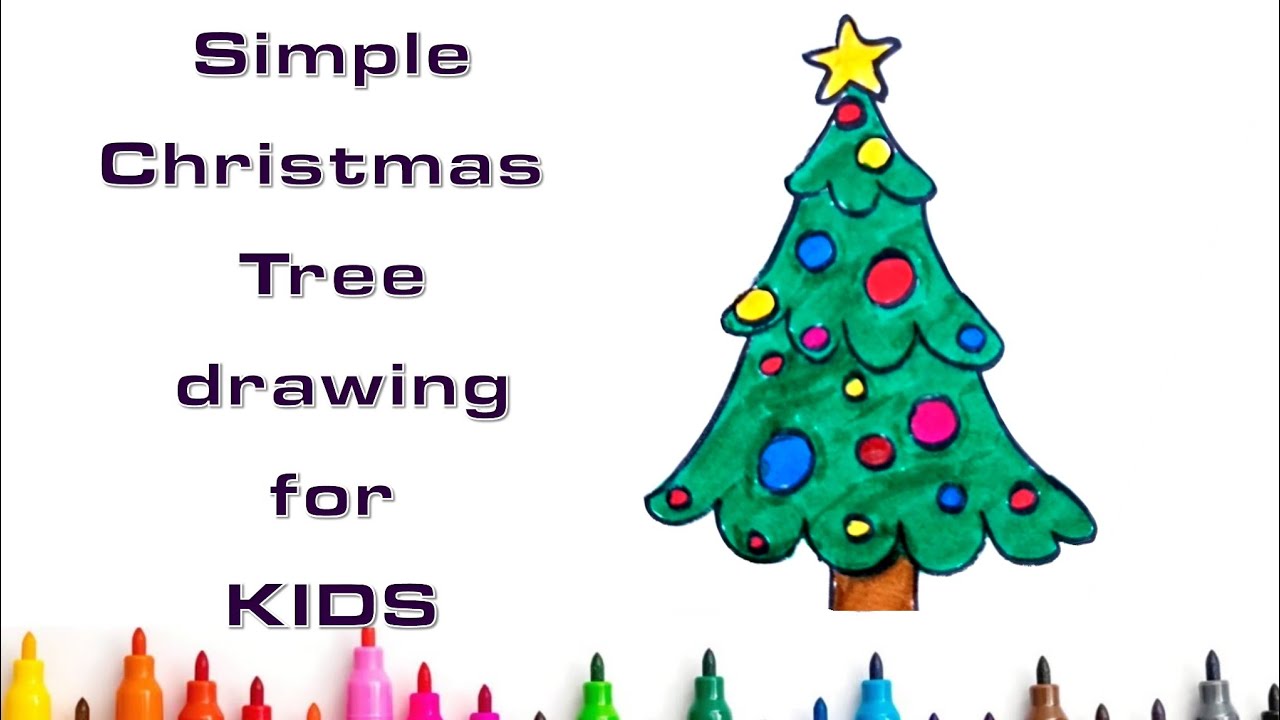 Simple Christmas tree drawing for kids and beginners | simple drawings ...