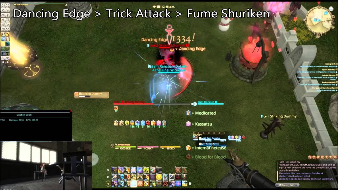 FFXIV 2.5 - Best Ninja DPS opener (1058 DPS Spike) - YouTube