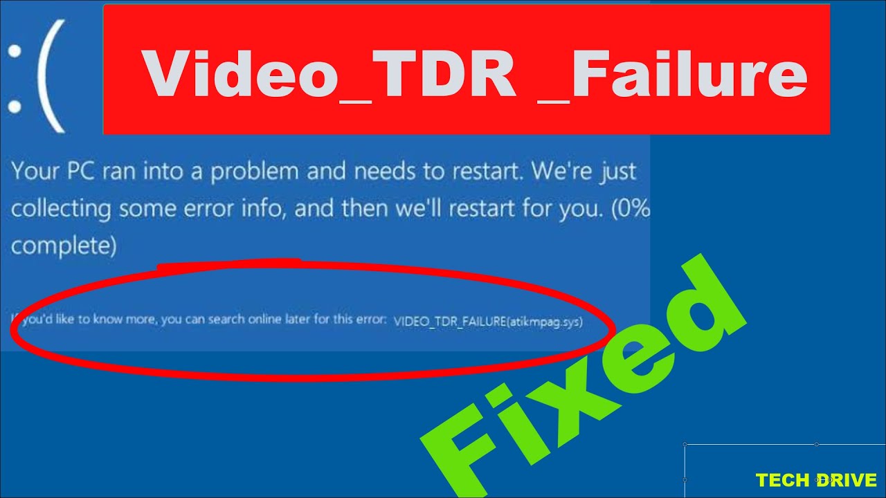 How to Fix Video TDR Failure Your Problem On Windows.Your PC Ran Into a ...