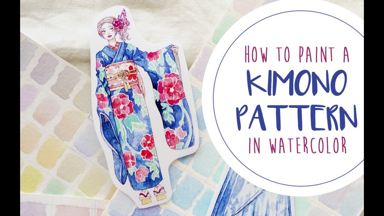 How To Paint a Kimono | Japanese Watercolor Pattern - YouTube