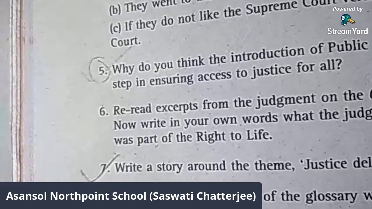 Class 8 Ch 5 Civics Judiciary... Exercises Question answer discussion ...