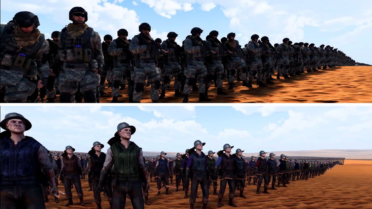 150,000 MODERN SOLDIERS VS 1,000,000 MEDIEVAL ARCHERS | Ultimate Epic ...