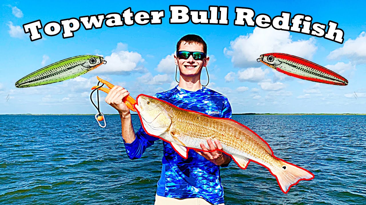 Epic Day of Topwater Fishing for Huge Bull Redfish in Corpus Christi ...