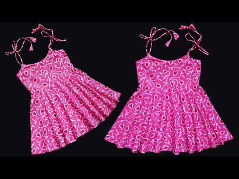 Stylish Tie-Shoulder Umbrella Cut Baby Frock Cutting and Stitching | Baby Frock Tutorial