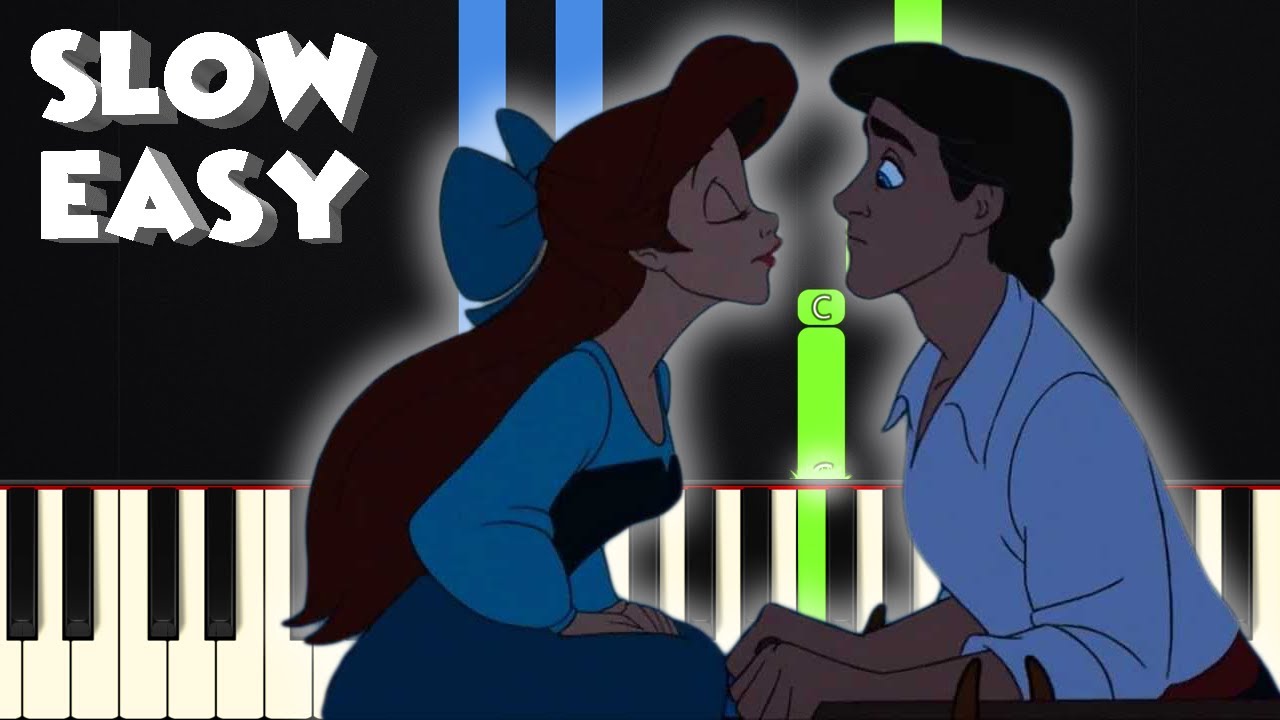 Kiss The Girl - The Little Mermaid | SLOW EASY PIANO TUTORIAL + SHEET ...