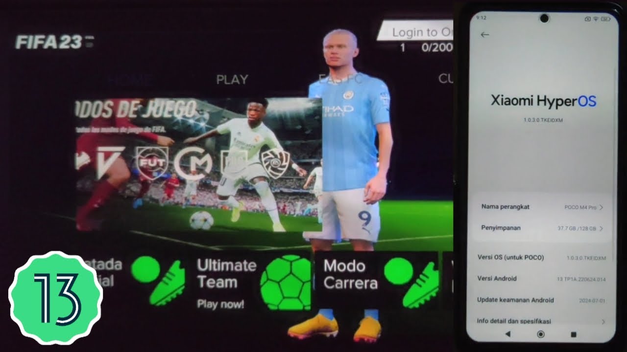 FIFA 14 Mod EA Sport FC24 camera ps5 di Android 13 Hyper OS Poco M4 Pro ...