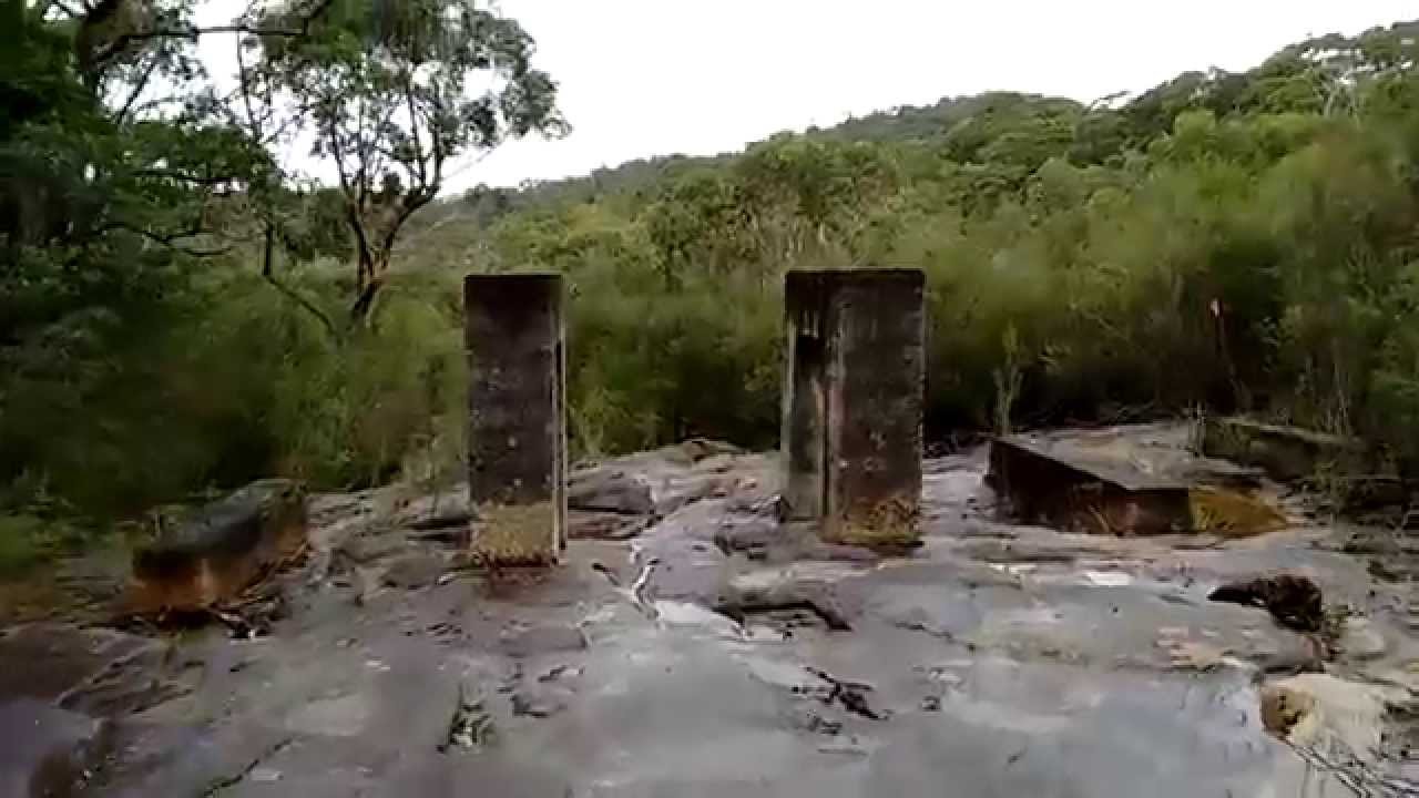 Bridge foundations of old basalt railway line near Woy Woy Tip - YouTube