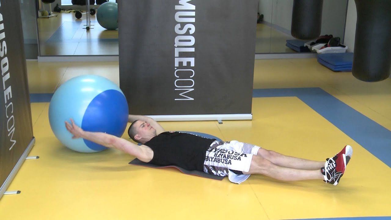 Fit ball toe touchers - YouTube
