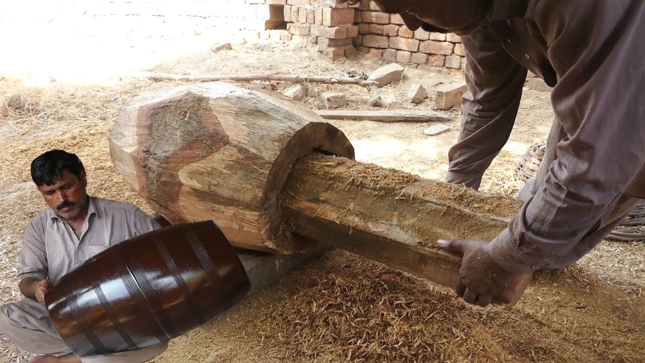 How To Make Wooden Dhol With Amazing Skills || Incredible Technique Of ...