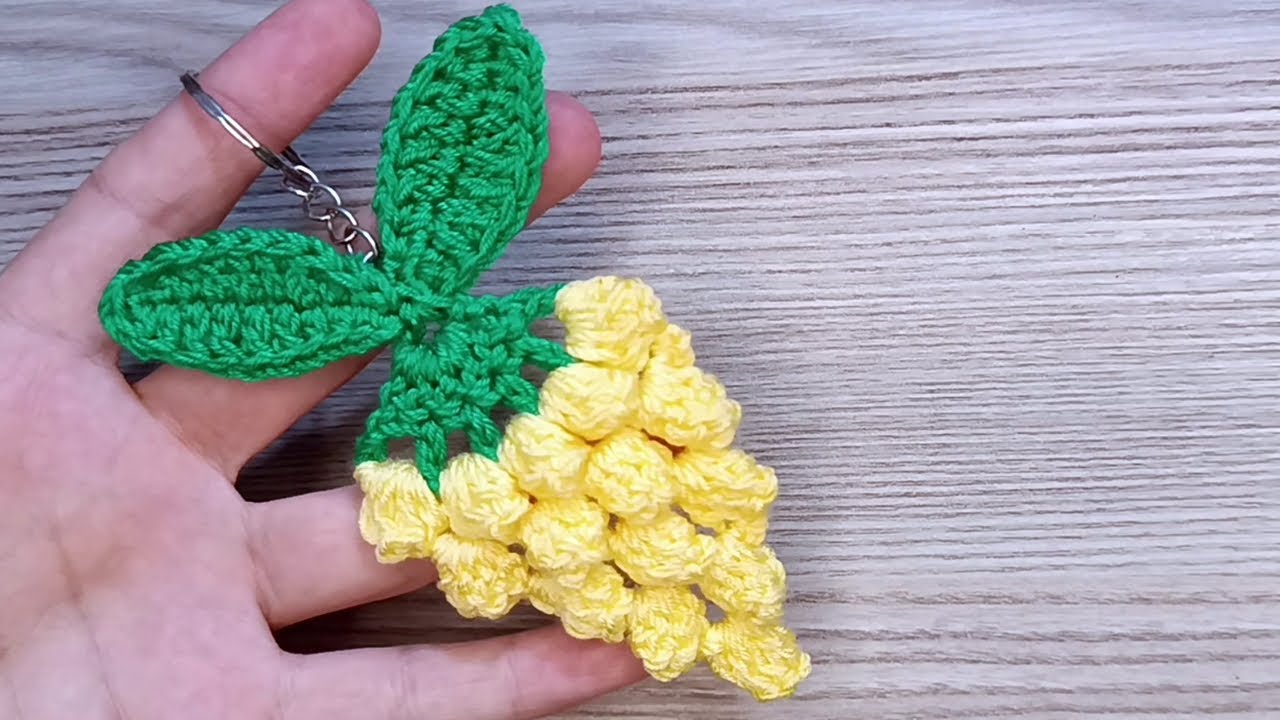 how to knit grape keychain very simple knitting pattern - YouTube