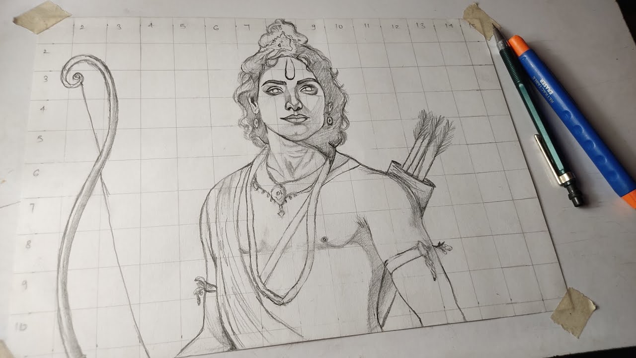 Shree Ram Ji Drawing || Ram Navmi Drawing || Outline tutorial Step by ...