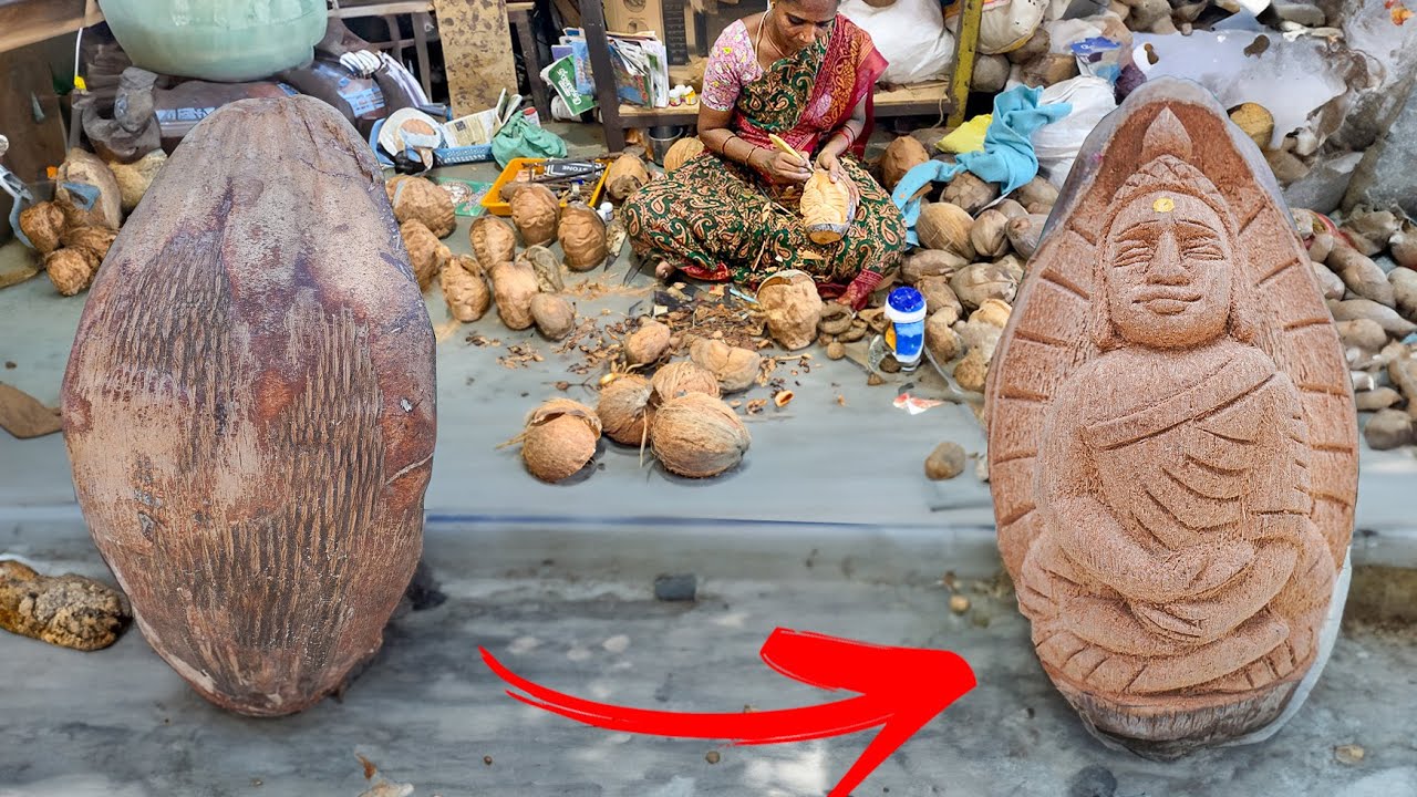 Amazing Art Work😱 Hand Made coconut Craft🥥#asmr #gramophonevillage ...