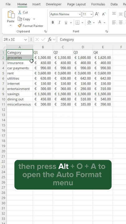 Excel Hack Instantly Format Your Data With This Shortcut Exceltips Shorts Youtube