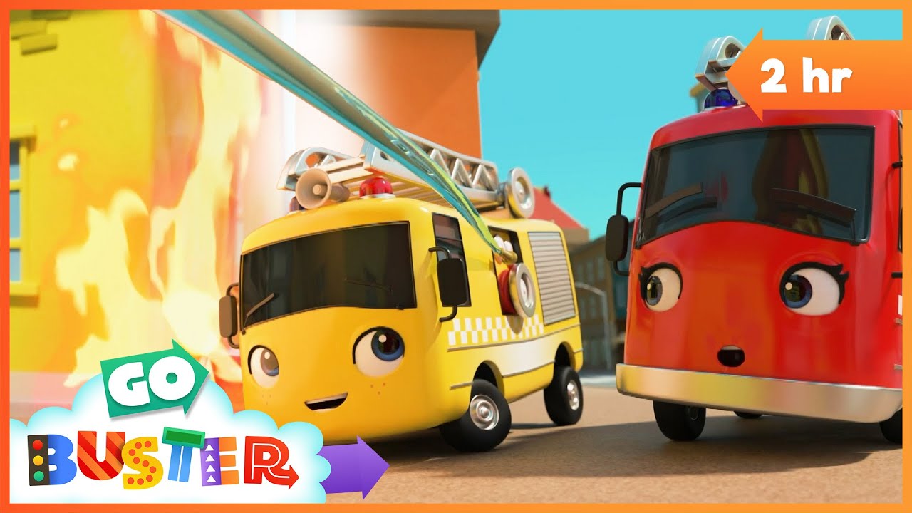 Buster the Hero Fire Truck🚒 Saves the Day | 2 Hours of Go Buster - Bus ...