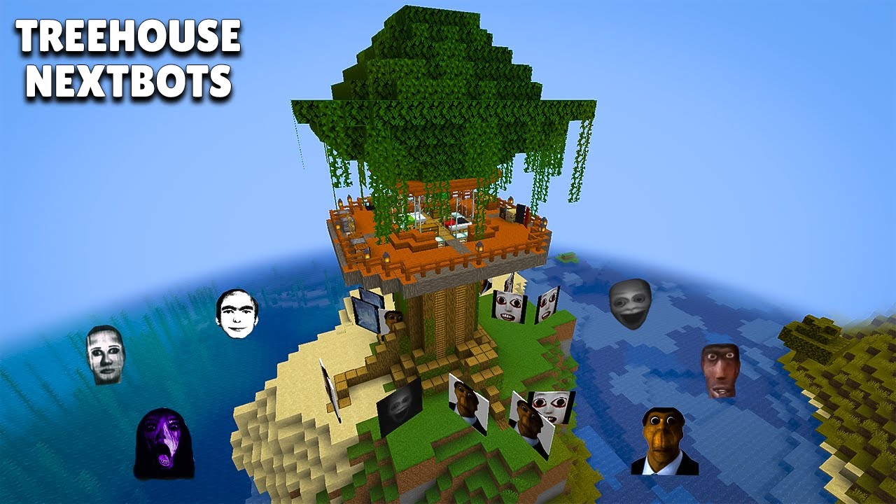 SURVIVAL TREE HOUSE WITH 100 NEXTBOTS in Minecraft - Gameplay - Coffin ...