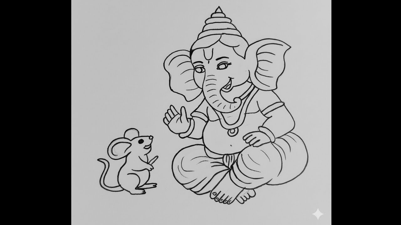 “Bal Ganesha Drawing with Mushak | Easy Pencil Sketch Tutorial ...