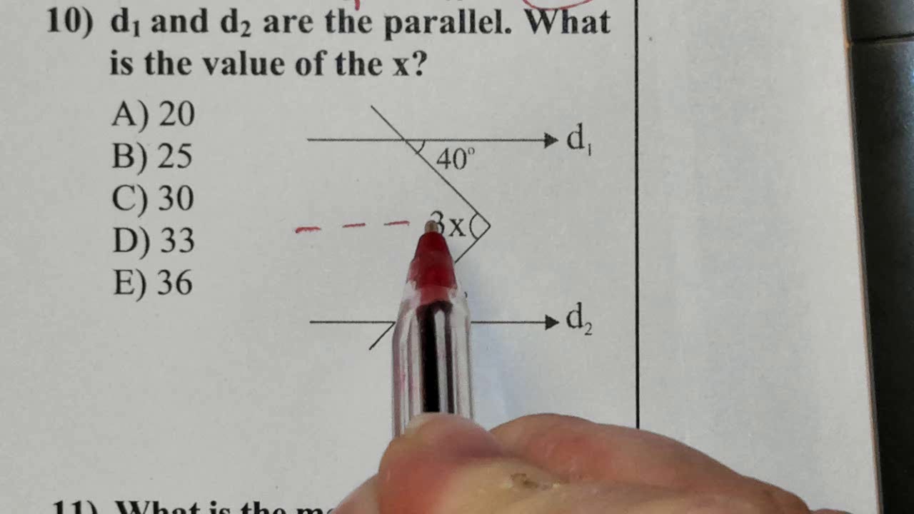 ACT Geometry - Angles - Question 10 - YouTube