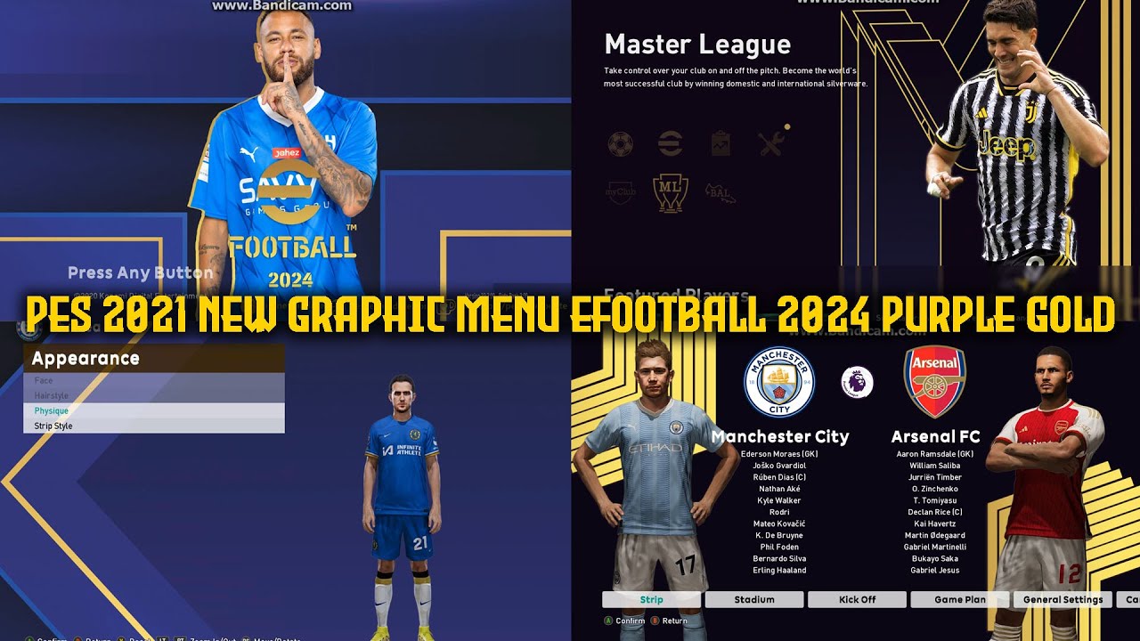 PES 2021 New Graphic Menu eFootball 2024 Purple Gold - YouTube
