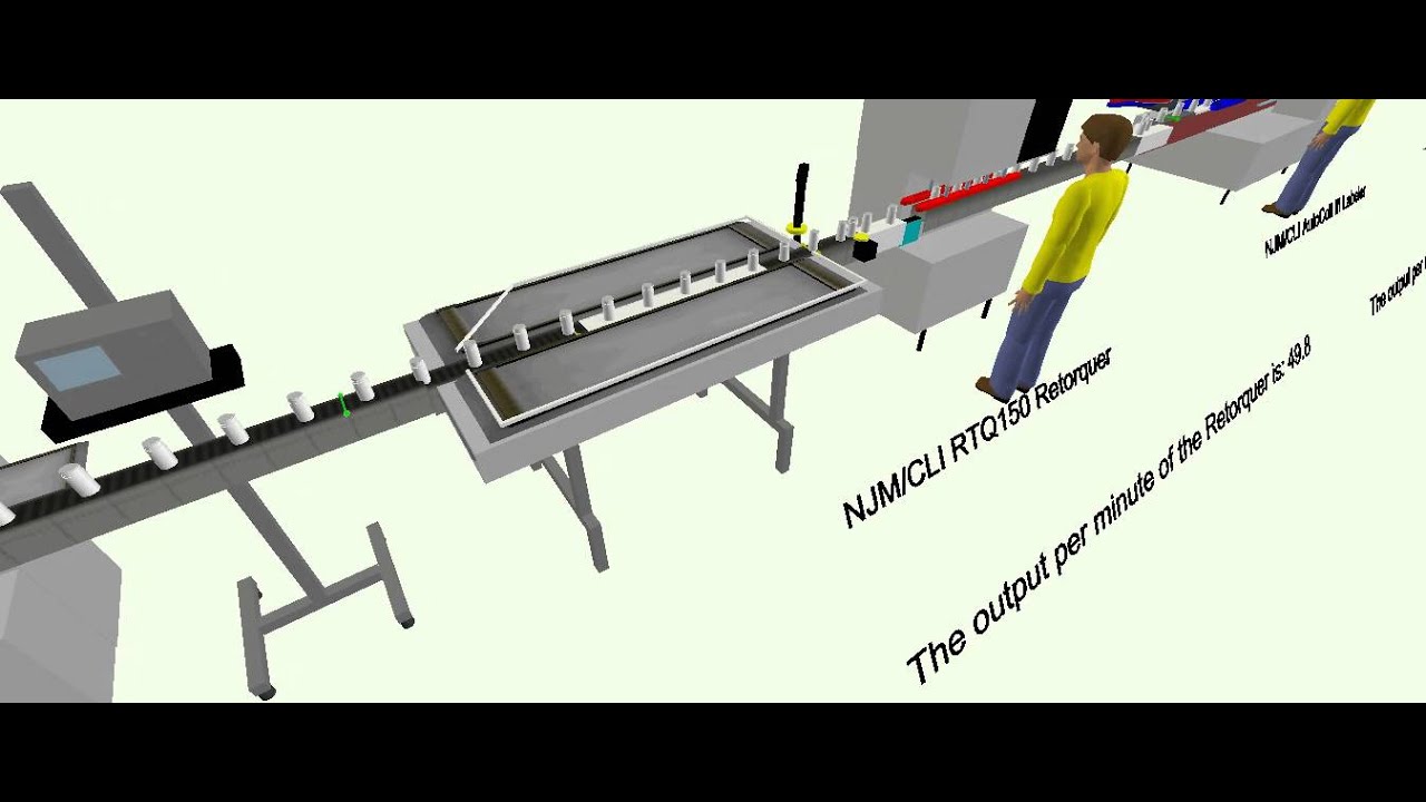 NJM Packaging line simulation with Flexsim - YouTube