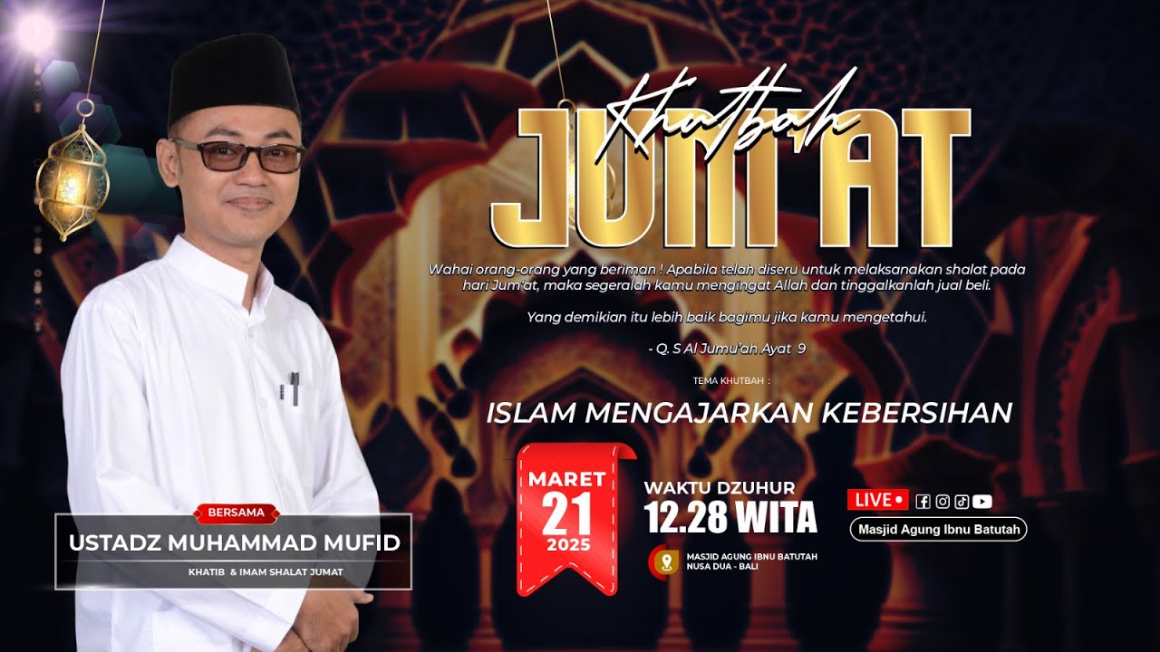 🔴 LIVE [Shalat Jumat 21 Maret 2025 | Ustadz Muhammad Mufid - YouTube