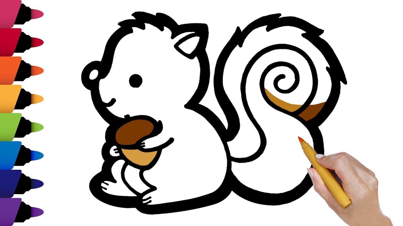 How to Draw a Squirrel - step by step Easy drawing | วาดรูป กระรอก ...