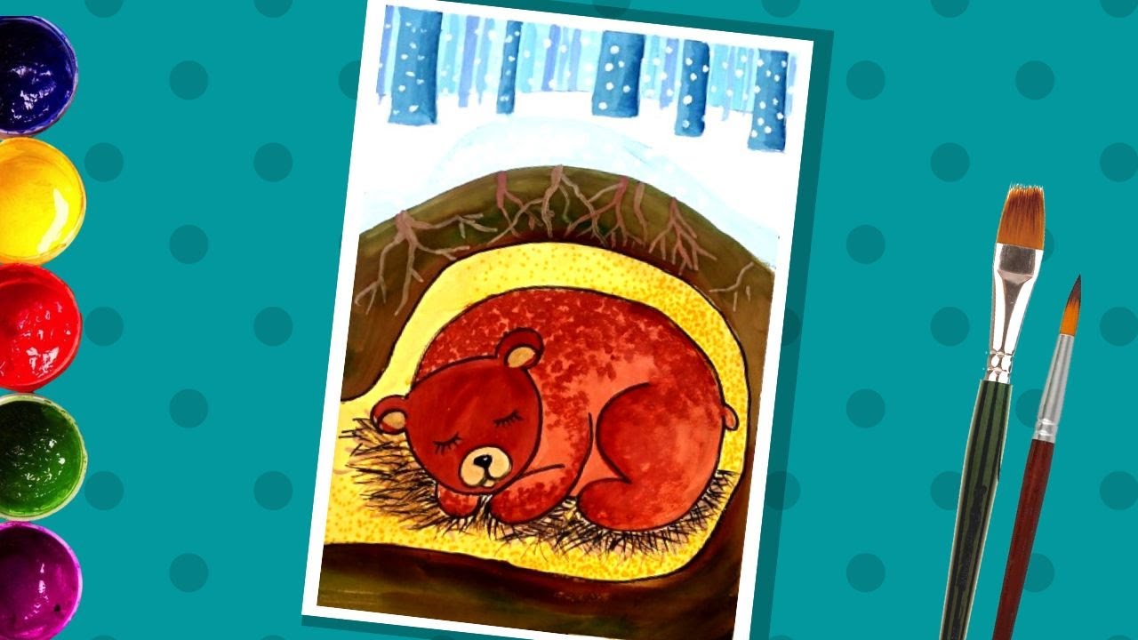 How to draw a bear in a den - YouTube