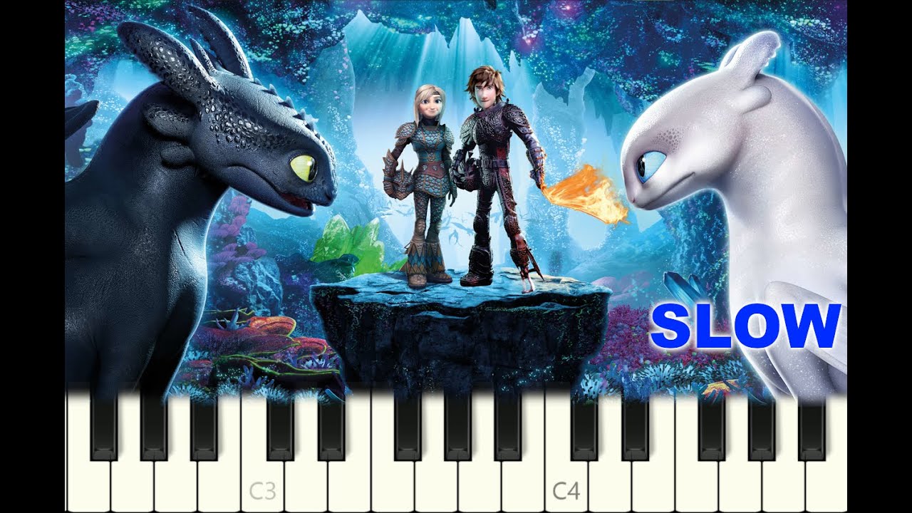 SLOW piano tutorial "TOGETHER FROM AFAR" from HOW TO TRAIN YOUR DRAGON ...