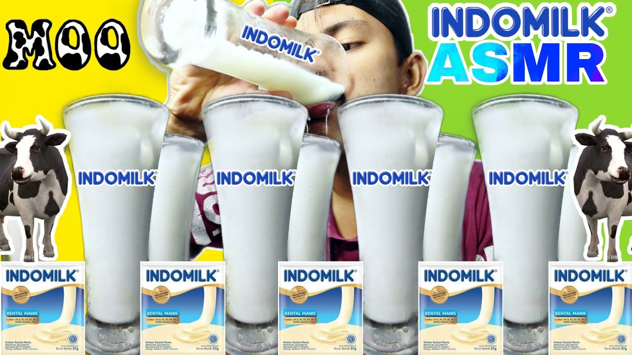 MUKBANG MINUMAN DINGIN SEGAR SUSU INDOMILK II ASMR SUSU INDOMILK ICE ...
