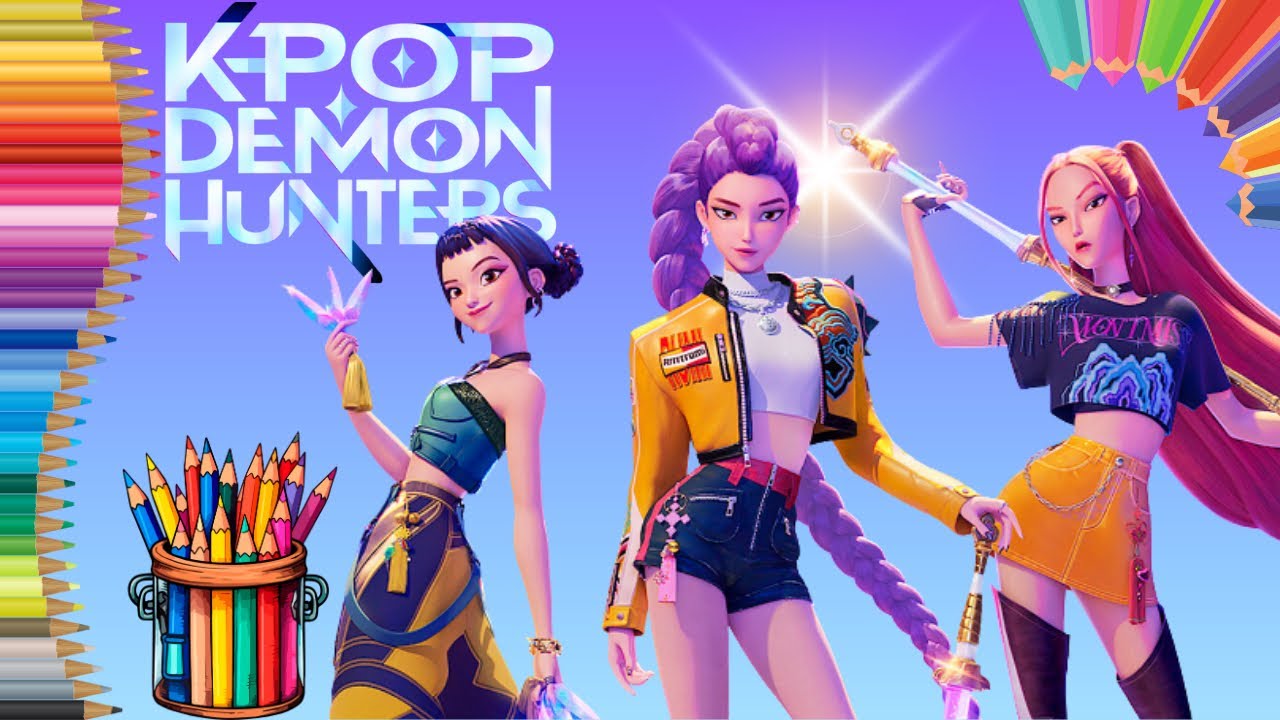 Coloring Rumi,Mira,Zoey:Huntrix from Netflix K-Pop Demon Hunters ...