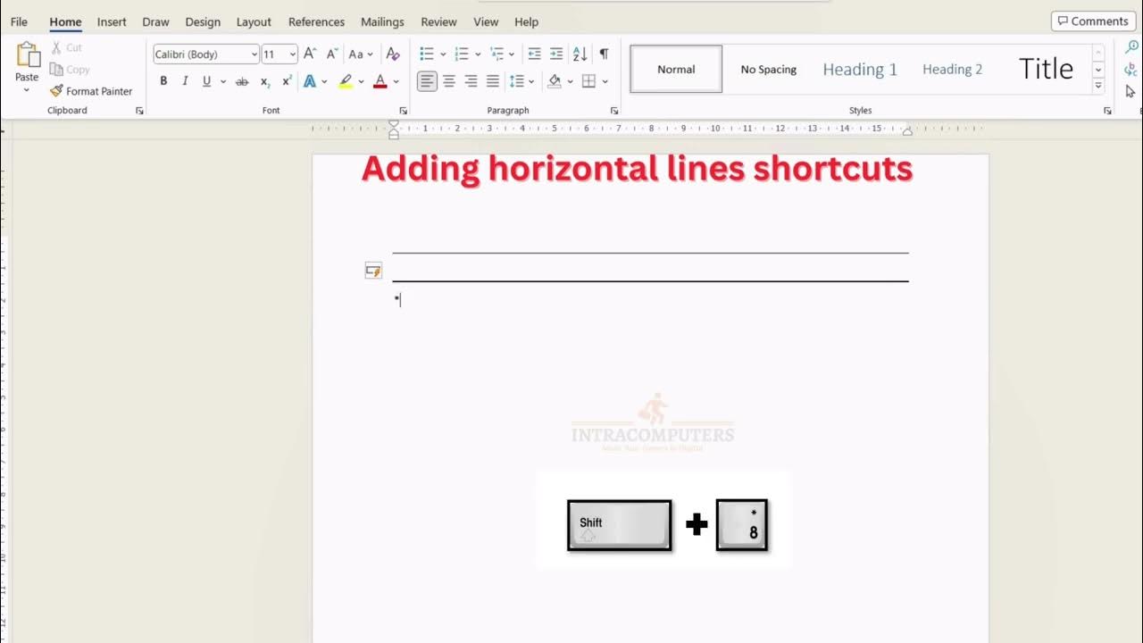 MS Word Horizontal line - YouTube