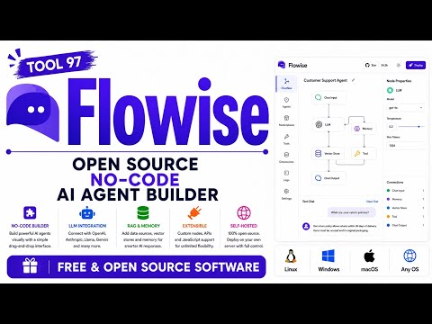 Tool 97 | Flowise: Open Source No-Code AI Agent Builder | Free & Open Source Software | Uplatz