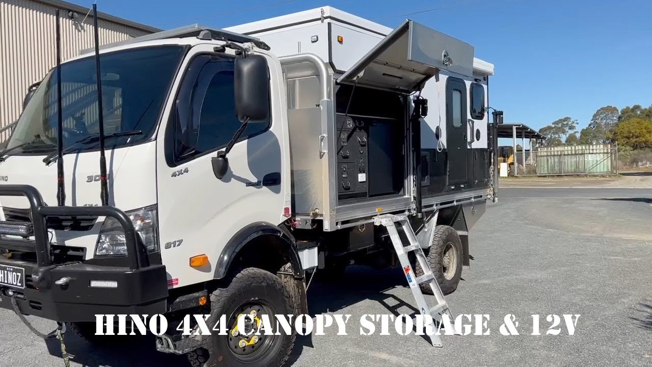 HINO 4x4 CANOPY STORAGE & 12V - YouTube