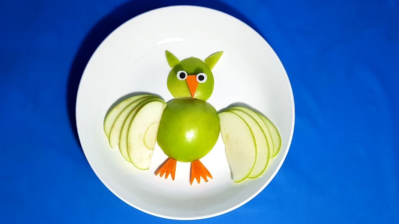 How to make a Owl with apples - Owl apple - YouTube
